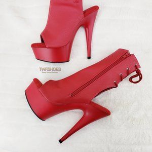 Pleaser | Shoes | Red Platform Ankle Boots | Poshmark